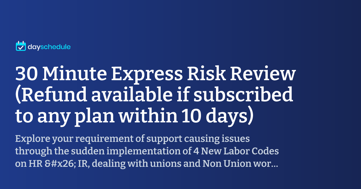 30 Minute Express Risk Review (Refund available if subscribed to any ...